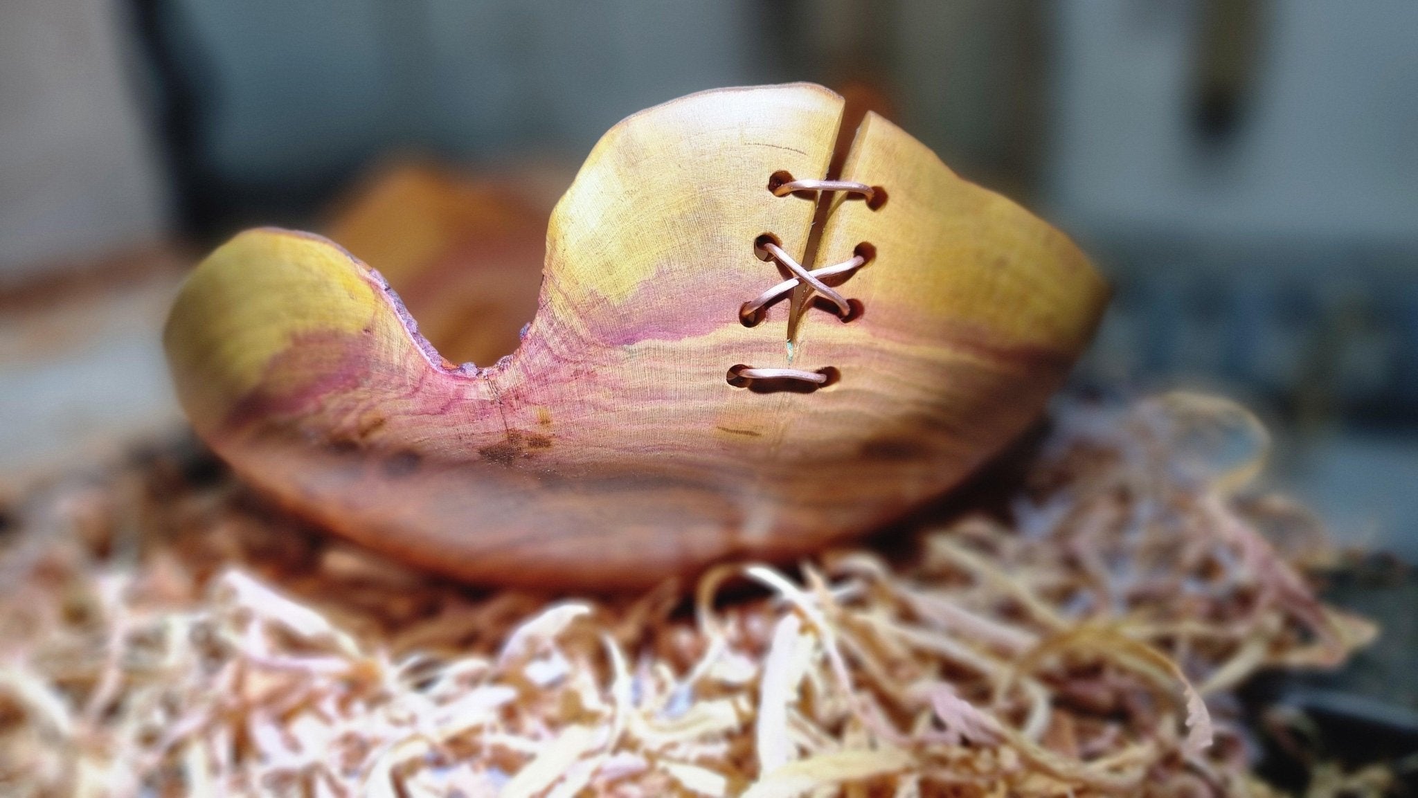 Handmade Plum Wood Bowl with Live Edge and Copper Wire – PipejaWood